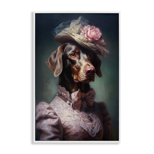 Stupell Industries Chocolate Lab Victorian Era by Wumples 1 Piece White ...