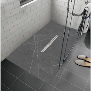 Transolid Trimslate 63 in. L x 31.5 in. W Alcove Customizable Shower Pan Base with Center Drain ...