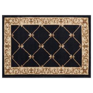 Tayse Rugs Sensation Border Black 2 ft. x 10 ft. Indoor Runner Rug ...