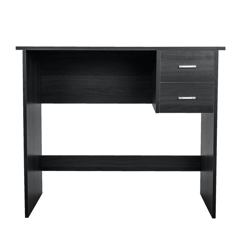 sumyeg 35.43 in. Rectangular Black Wood Computer Desk with 2-Pull Out ...