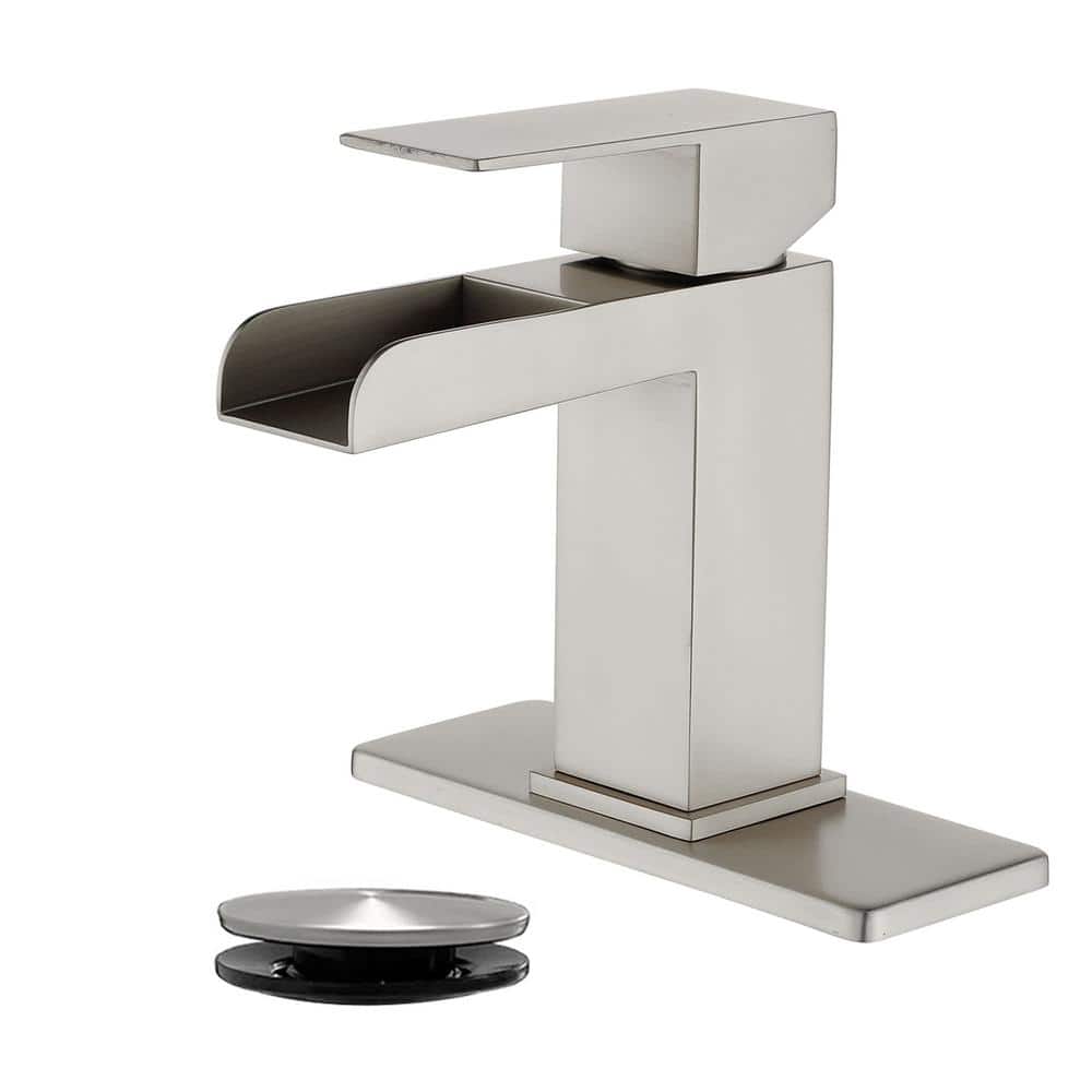 AIMADI Single Handle Single Hole Waterfall Bathroom Faucet with Pop-up ...
