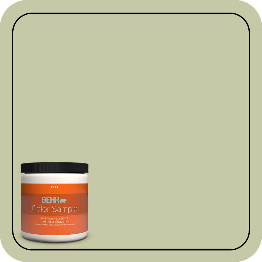 BEHR PREMIUM PLUS 8 oz. #M350-3 Sap Green Flat Interior/Exterior Paint ...
