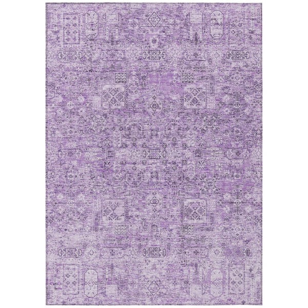 HomeRoots Lilac, Purple 5 ft. x 8 ft. Woven Floral Polyester Rectangle ...
