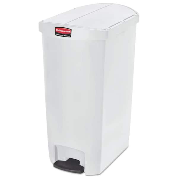 Rubbermaid Commercial Products Slim Jim 18 Gal. Resin White Step-On ...