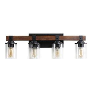 AVITAS 50 in. 7-Light Rustic Walnut Bronze Bathroom Vanity Light with ...