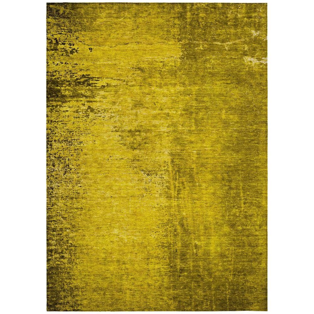 HomeRoots Gold 5 ft. x 8 ft. Woven Abstract Rectangle Indoor/Outdoor ...