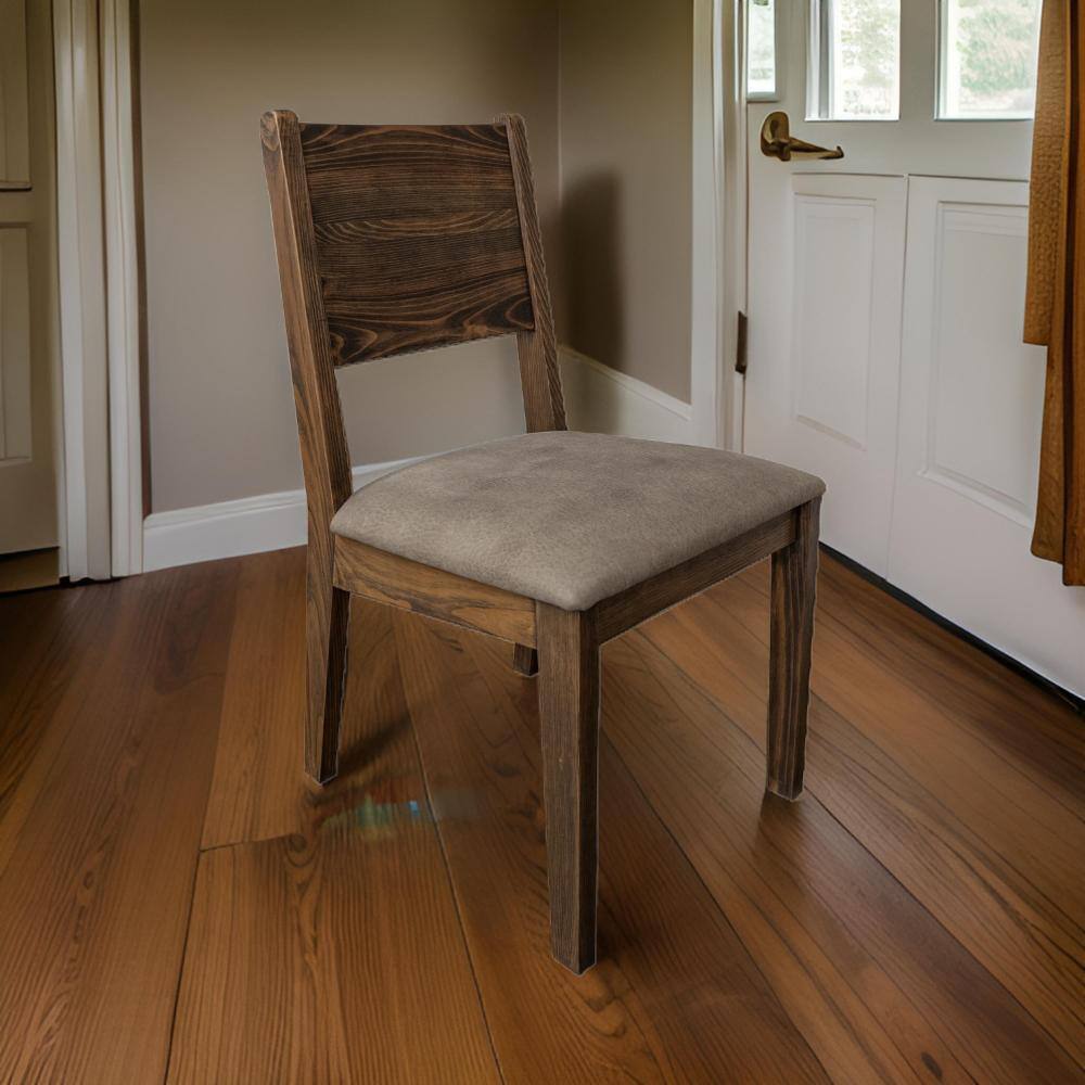 Benjara Loe Brown and Gray Faux Leather Panel Backrest Dining Side ...