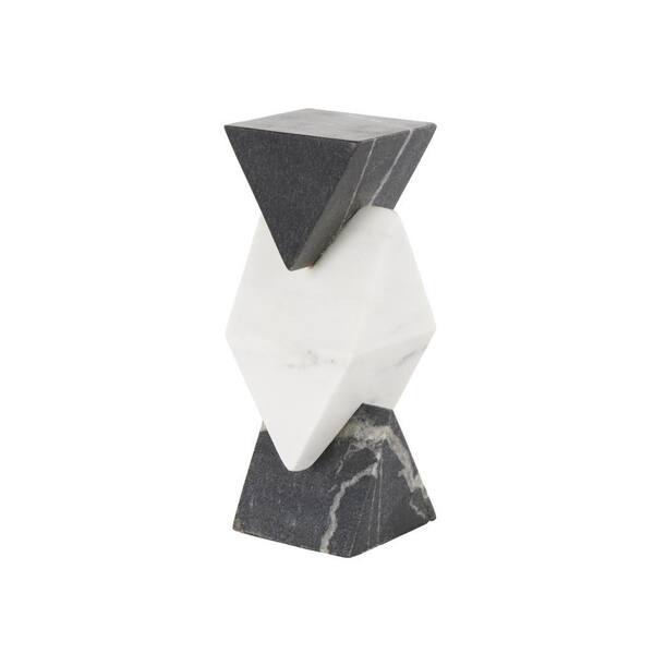 Litton Lane White 4 in. x 10 in. Marble Ceramic Stacked Pyramid ...