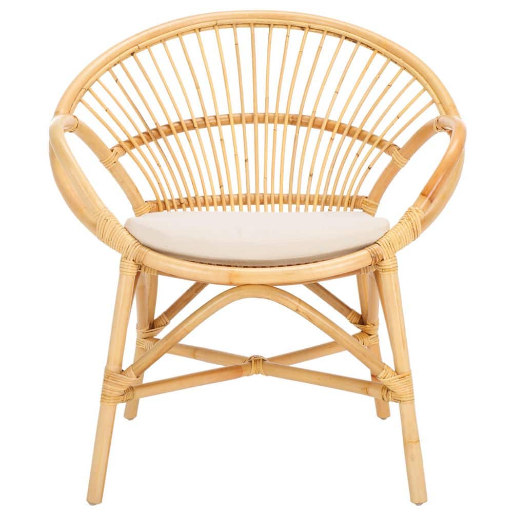 SAFAVIEH Cosette Natural Arm Chair with White Cushion ACH6526A - The ...