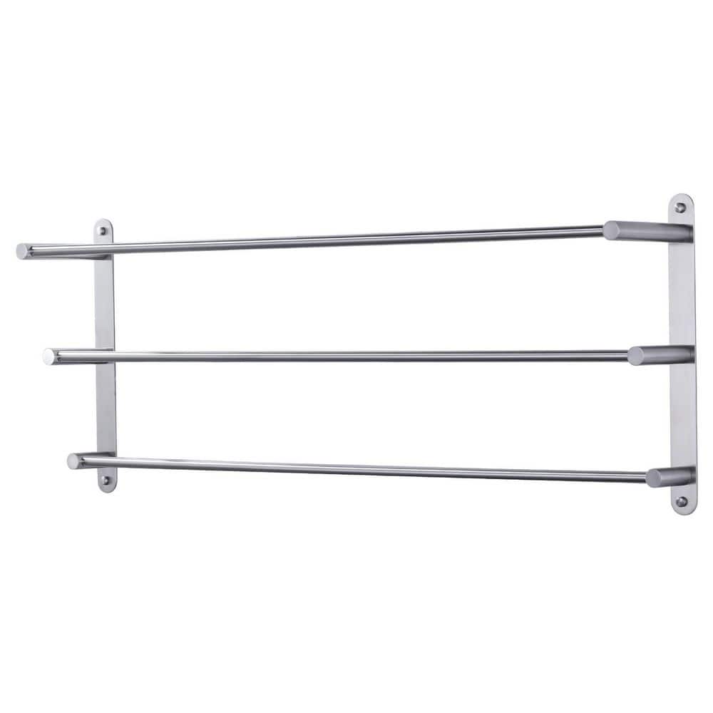 AVITAS 32 in. Stainless Steel Wall Mounted Towel Rack with 3-Bar Towel ...