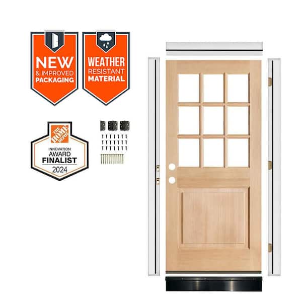 Krosswood Doors 36in.x80in. Hemlock Right-Hand 9-Lite Clear Glass ...