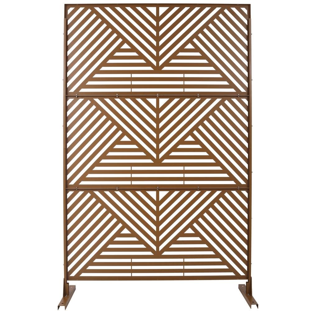 Zeus & Ruta 6.3 ft. H x 4 ft. W Brown Metal Privacy Screen Freestanding ...