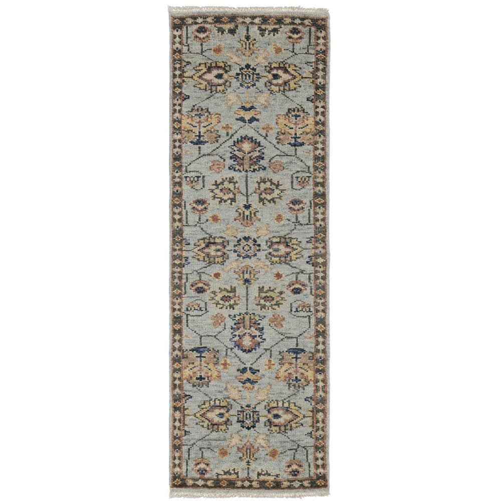 HomeRoots 2 ft. x 8 ft. Gray and Gold Oriental Area Rug 2000512625 ...