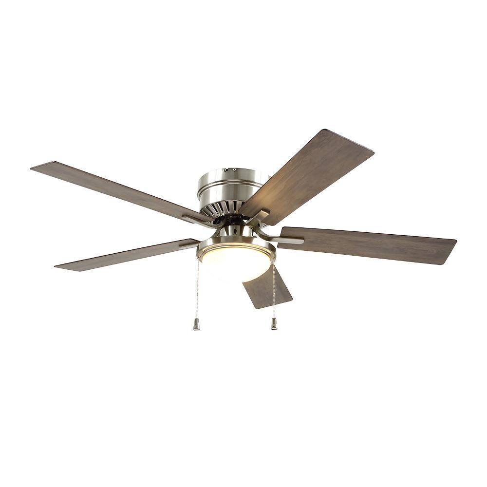 Belanova 52 in. Indoor LED Brushed Nickel Hugger Ceiling Fan with Light ...