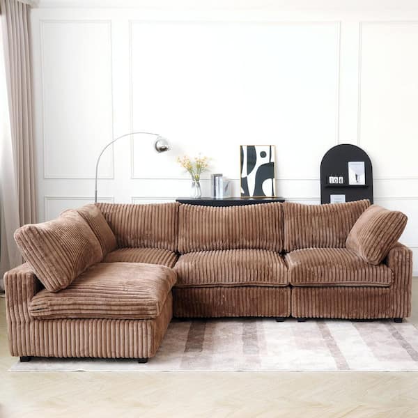 Magic Home 157 in. Square Arm Plush Velvet 4-Piece Comfy Couch Deep ...