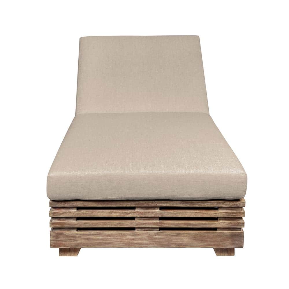 Armen Living Vivid Light Brown Eucalyptus Wood Outdoor Chaise Lounge ...