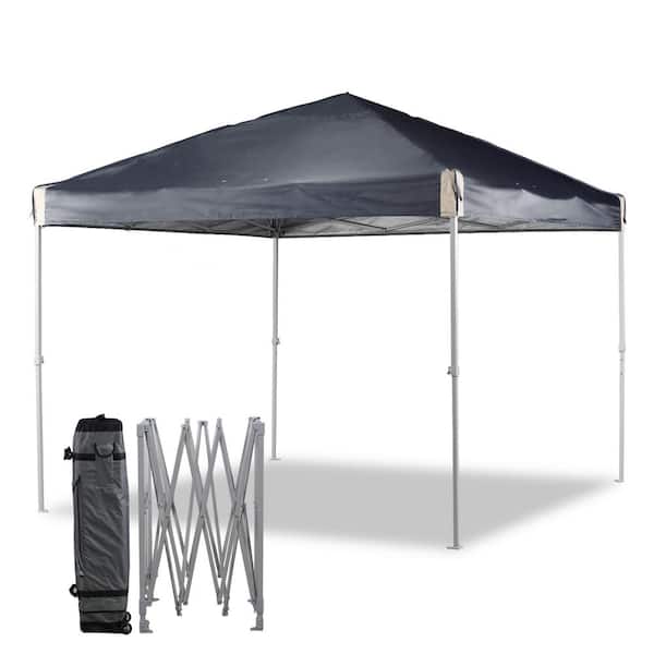 Aoodor 10 ft. x 10 ft. Black Pop-Up Canopy Tent with Roller Bag ...