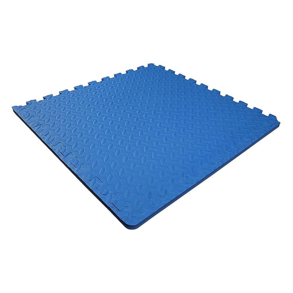 Blue 24 in. W x 24 in. L x 0.75 in. T EVA Interlocking Foam Gym ...