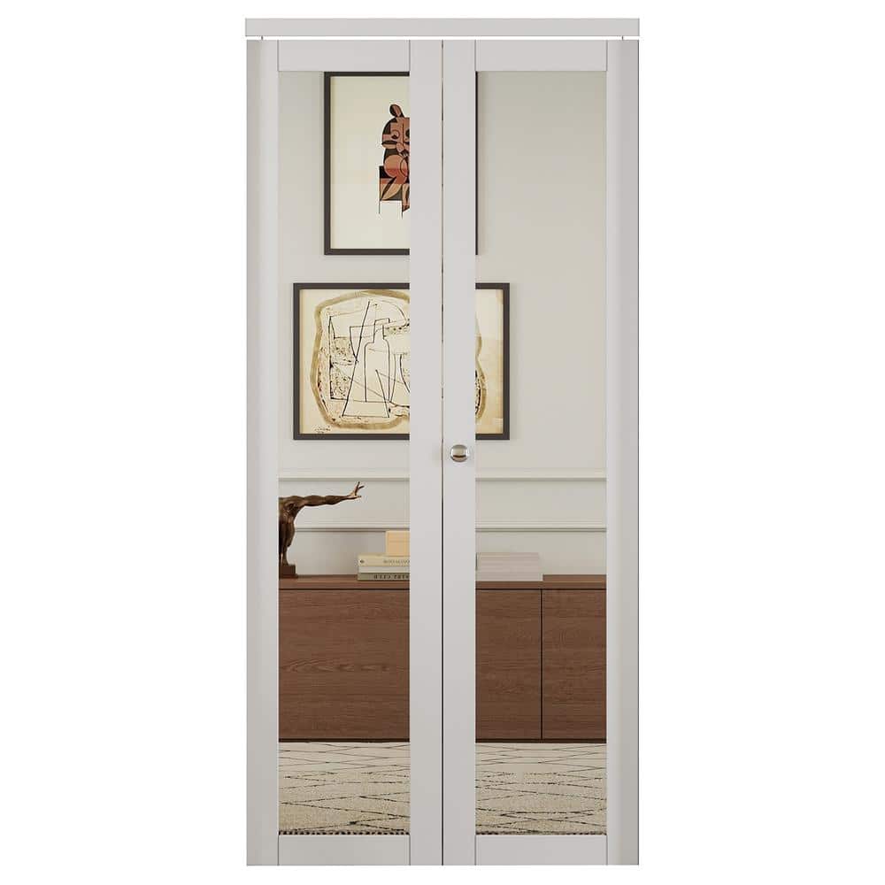 ARK DESIGN 36 in. x 80 in. 1-Lite Mirror and MDF White Solid Core ...