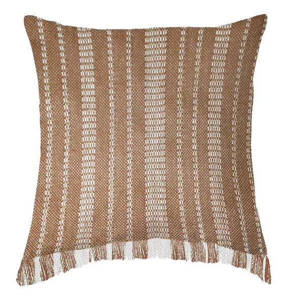 18 in. x 18 in. Woven Outdoor Brown/Ivory Recyled Polyester Throw ...