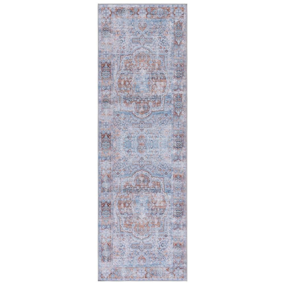 SAFAVIEH Tucson Beige/Rust 3 ft. x 8 ft. Machine Washable Medallion ...