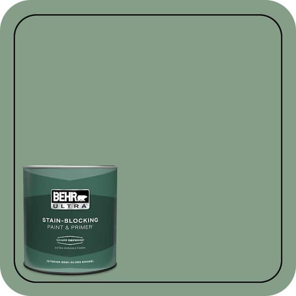 BEHR ULTRA 1 qt. #S410-5 Track Green Extra Durable Semi-Gloss Enamel ...