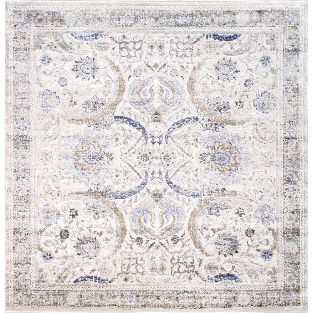 Pasargad Home Fantasia Ivory/Beige 6 ft. x 6 ft. Square Abstract Area ...