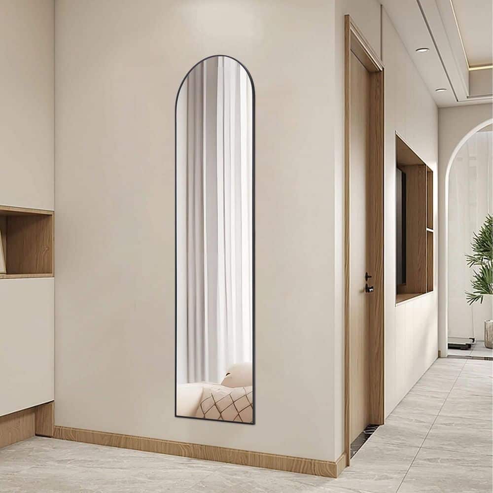 Black 15 in. W x 59 in. H Arch Fiberglass Full Length Mirror JUN315 ...