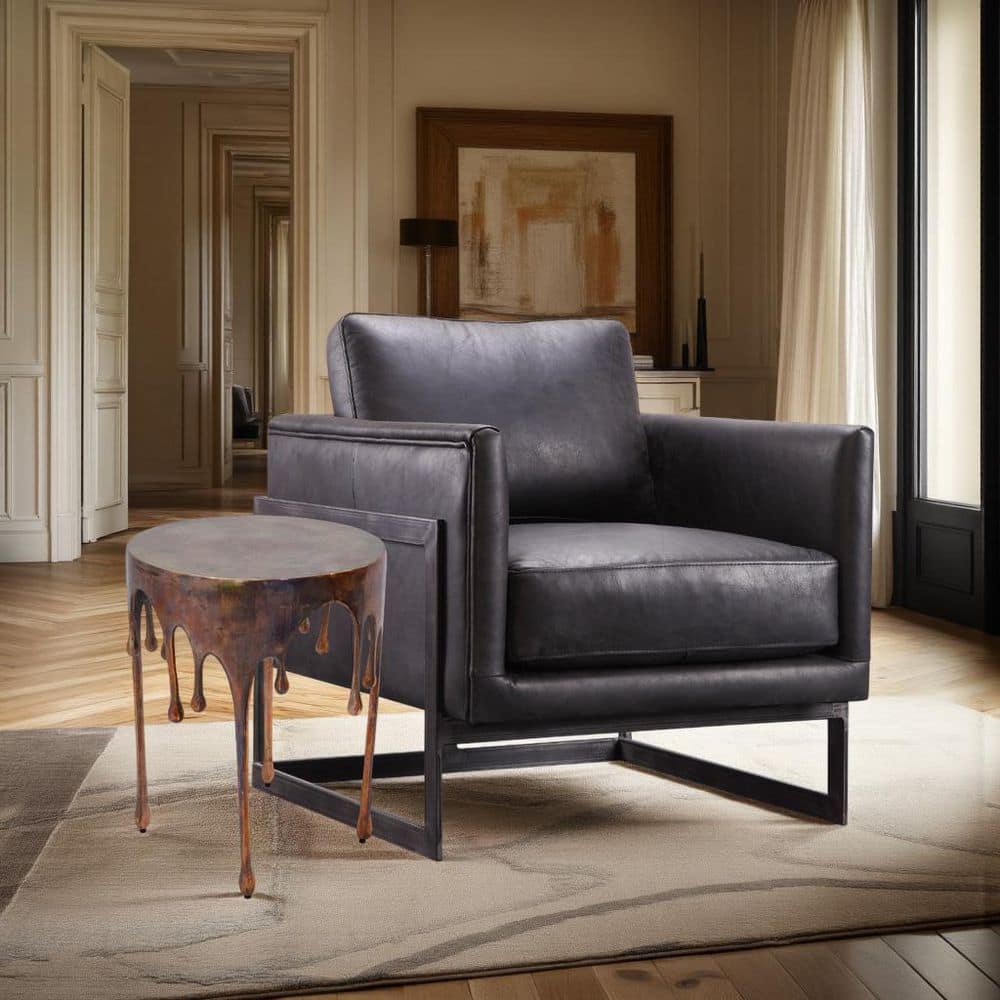 NADAAL STUDIOS Juniper 17 in. Metal Round Accent Table with Solid Aluminum Base FI-1090-50-HD ...