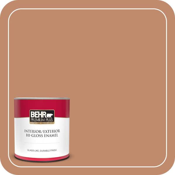 BEHR PREMIUM PLUS 1 qt. #240F-4 Tiny Fawn Hi-Gloss Enamel Interior ...