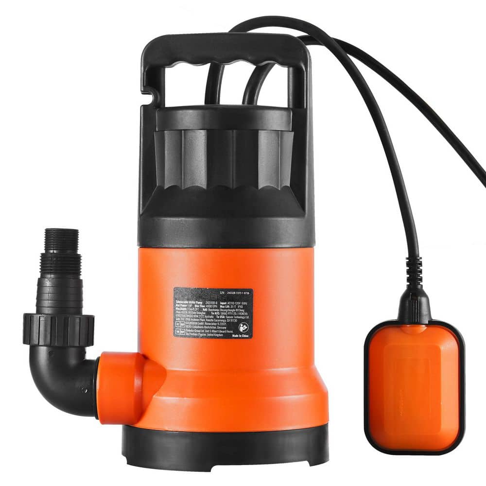 SKYSHALO Utility Pump 1HP 4000 GPH High Flow 31 ft. Head Sump Pump ...