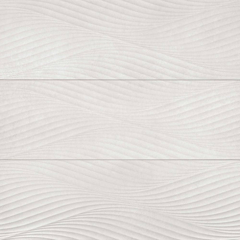 Bedrosians Donna 13 in. x 40 in. Matte Wave Silver Ceramic Wall Tile ...