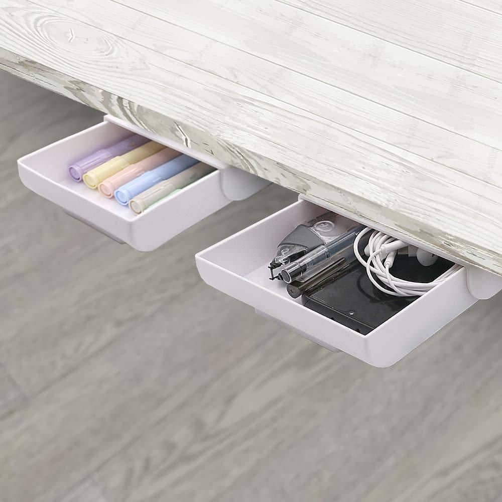 White 12 in. x 4 in. ABS Plastic Under Desk Storage Drawer Organizer ...