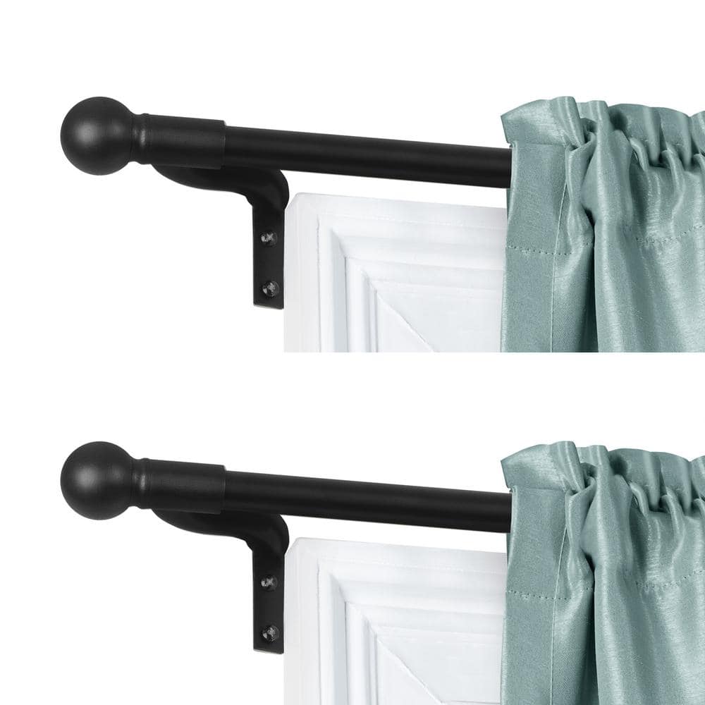 Zenna Home 120 in. Cafe Single Curtain Rod in Black with Finial ...