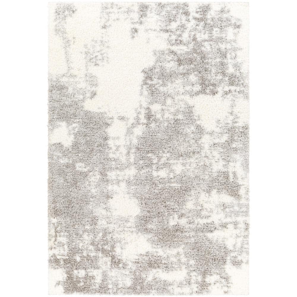 Livabliss Cloudy Shag Off-White/Gray 7 ft. x 9 ft. Abstract Indoor Area ...