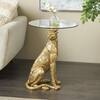 Litton Lane 21 in. Gold Sitting Metallic Spotted Leopard Round Glass ...