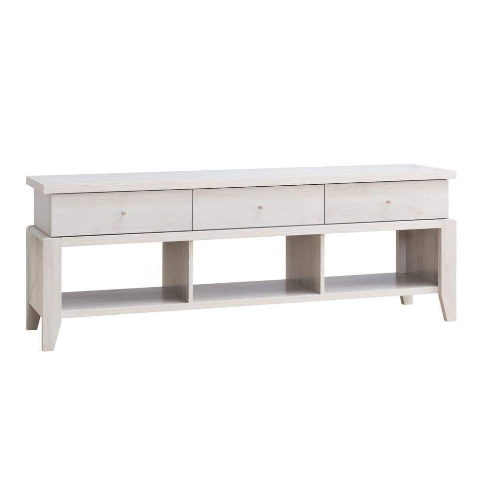 Benjara 60 in. White Oak Wooden Modern TV Media Entertainment Console ...