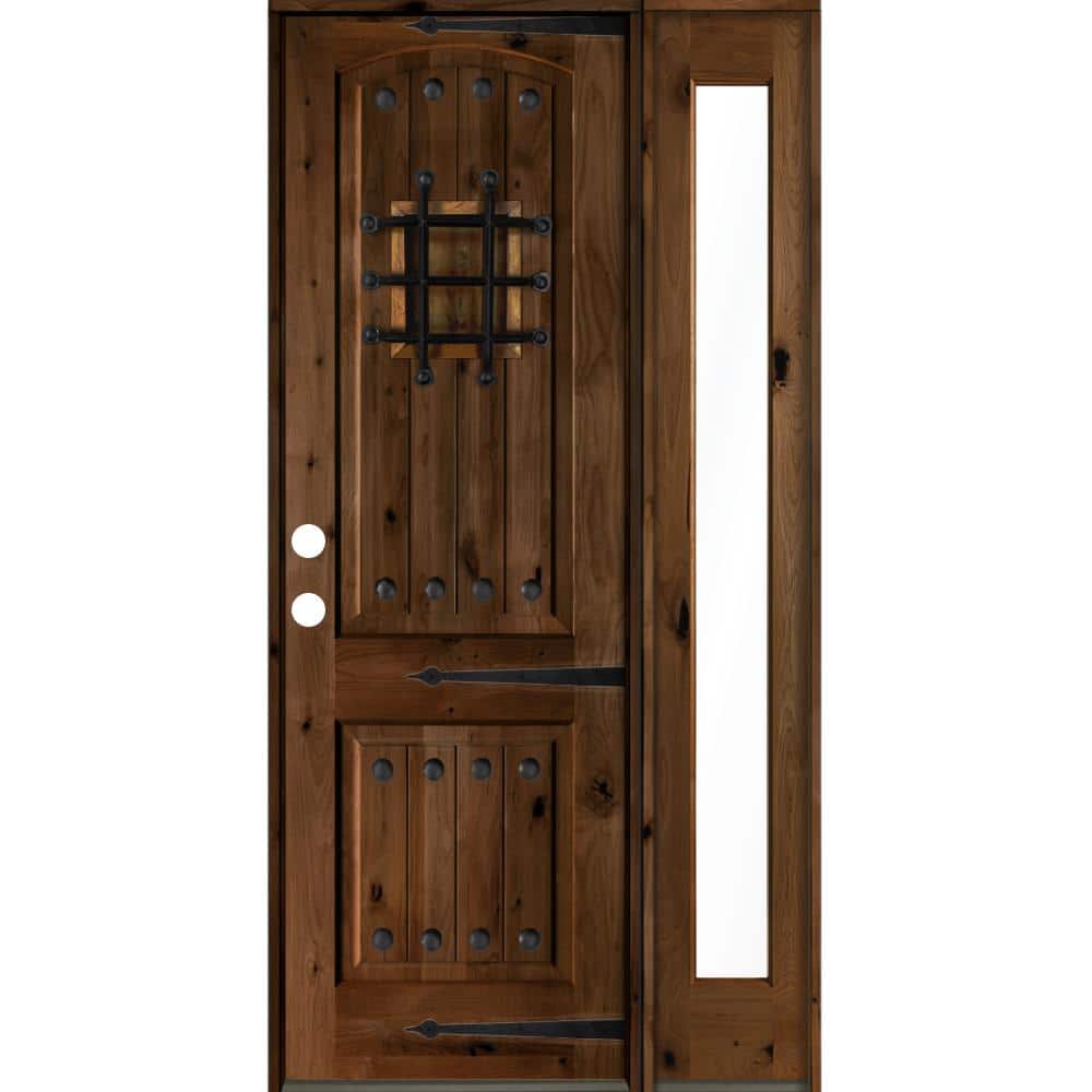 Krosswood Doors 44 in. x 96 in. Medit. Knotty Alder Right-Hand/Inswing ...