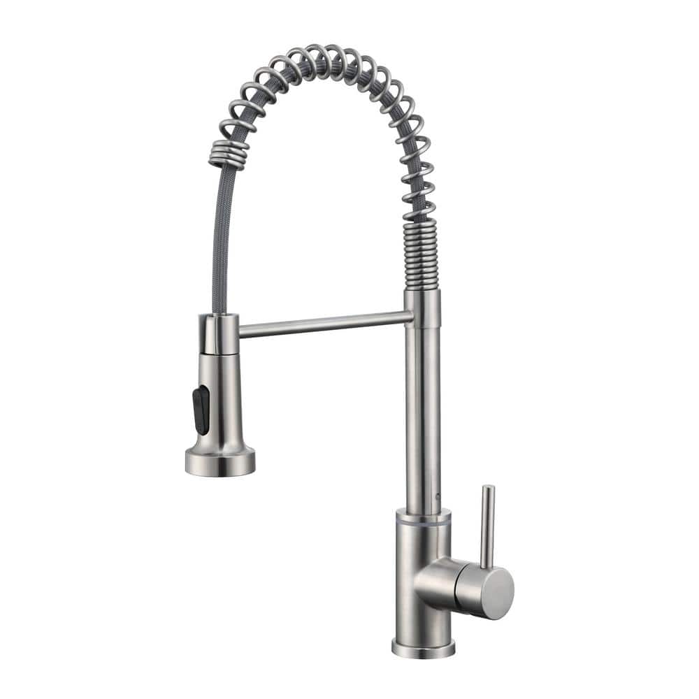 Flynama 19 in. Single Handle Pull Down Sprayer Kitchen Faucet with LED ...