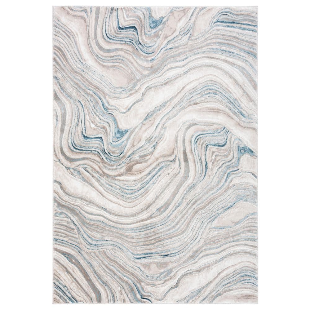 SAFAVIEH Meadow 4 ft. x 6 ft. Beige/Blue Marble Swirl Area Rug MDW564M ...