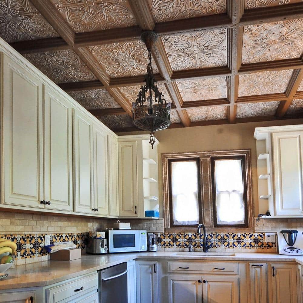 Spanish Silver 1.6 ft. x 1.6 ft. Polystyrene Glue-up Ceiling Tile