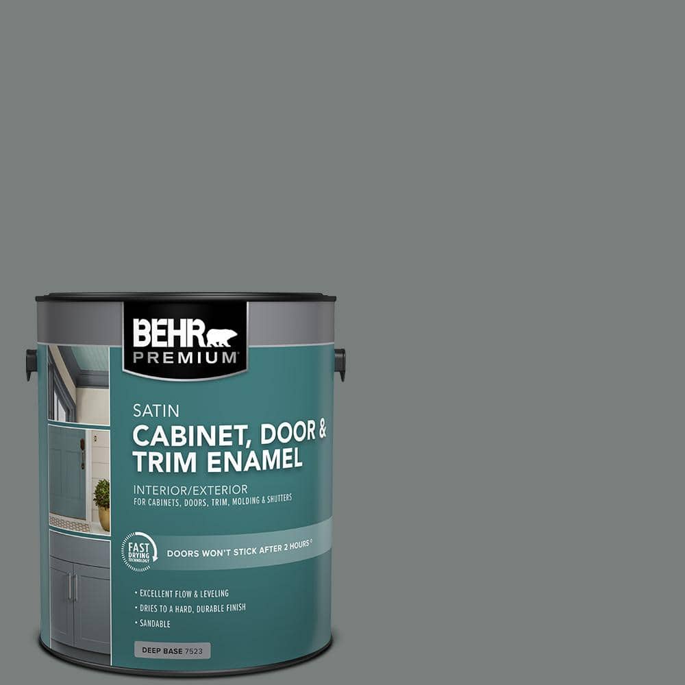 BEHR PREMIUM 1 gal. #PPU25-18 Shutter Gray Satin Enamel Interior ...