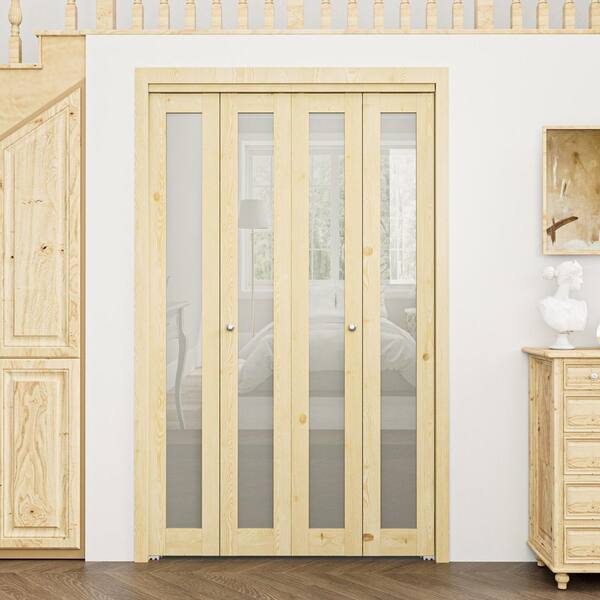 ARK DESIGN 48 in. x 80 in. Solid Core 1-Lite Frosted Glass Unfinished ...