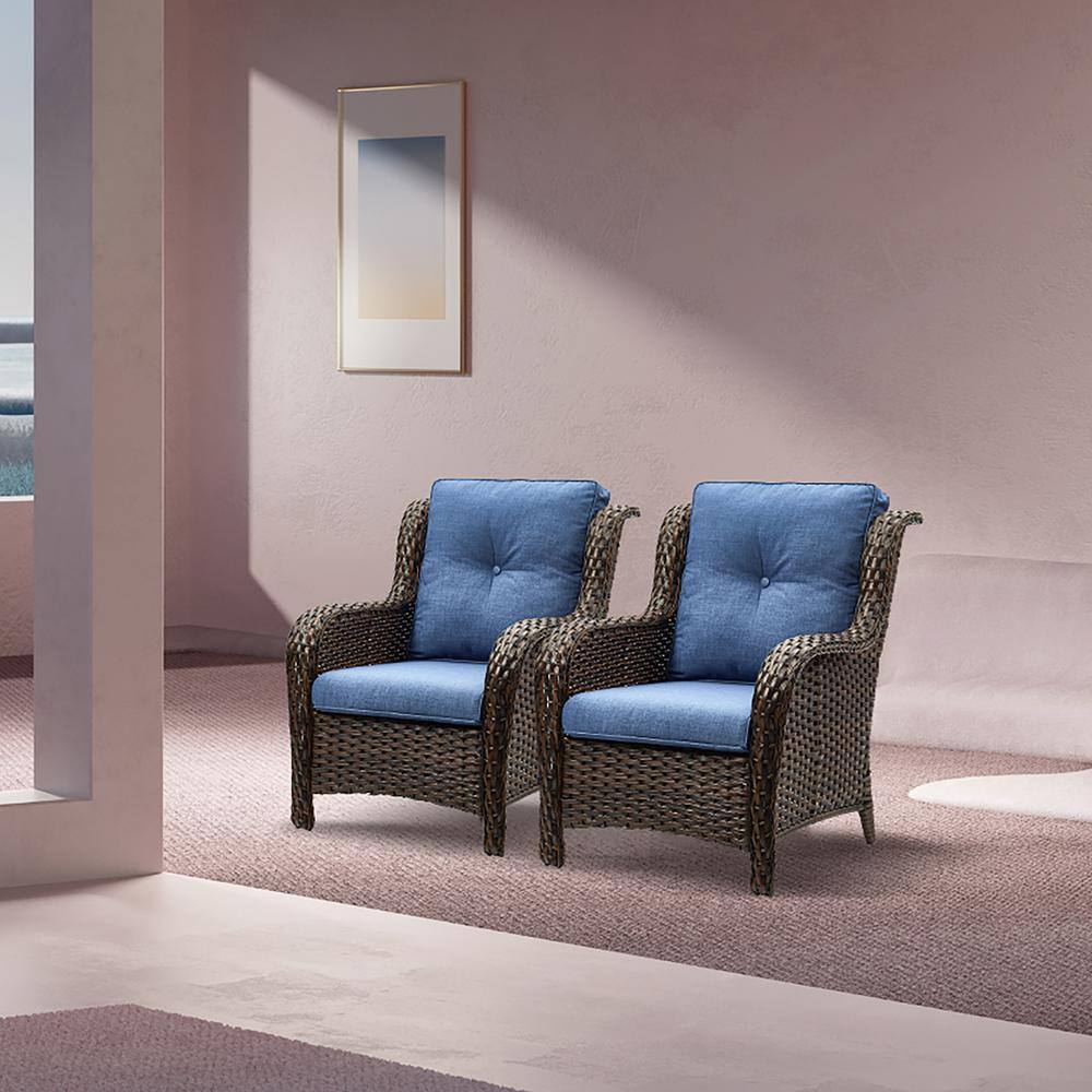 Opohoro ArcoBay Metal and Brown Wicker Outdoor Lounge Chair with Olefin ...