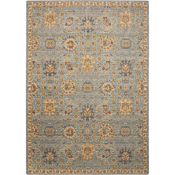 Nourison Timeless Light Blue 10 ft. x 13 ft. Bordered Traditional Area ...