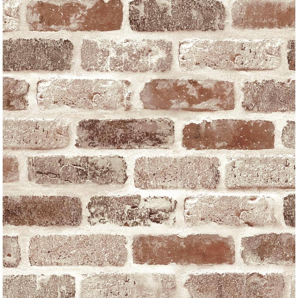 NextWall 30.75 sq. ft. Adobe Washed Faux Brick Vinyl Peel and Stick ...