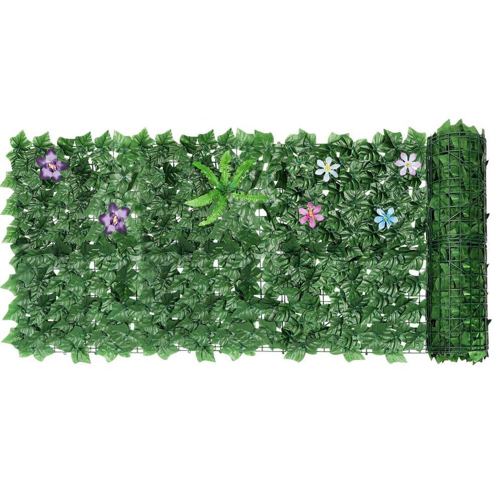 Oumilen 11.8 in. W. x 15.7 in. Artificial Lobelia Leaf Privacy Fence ...