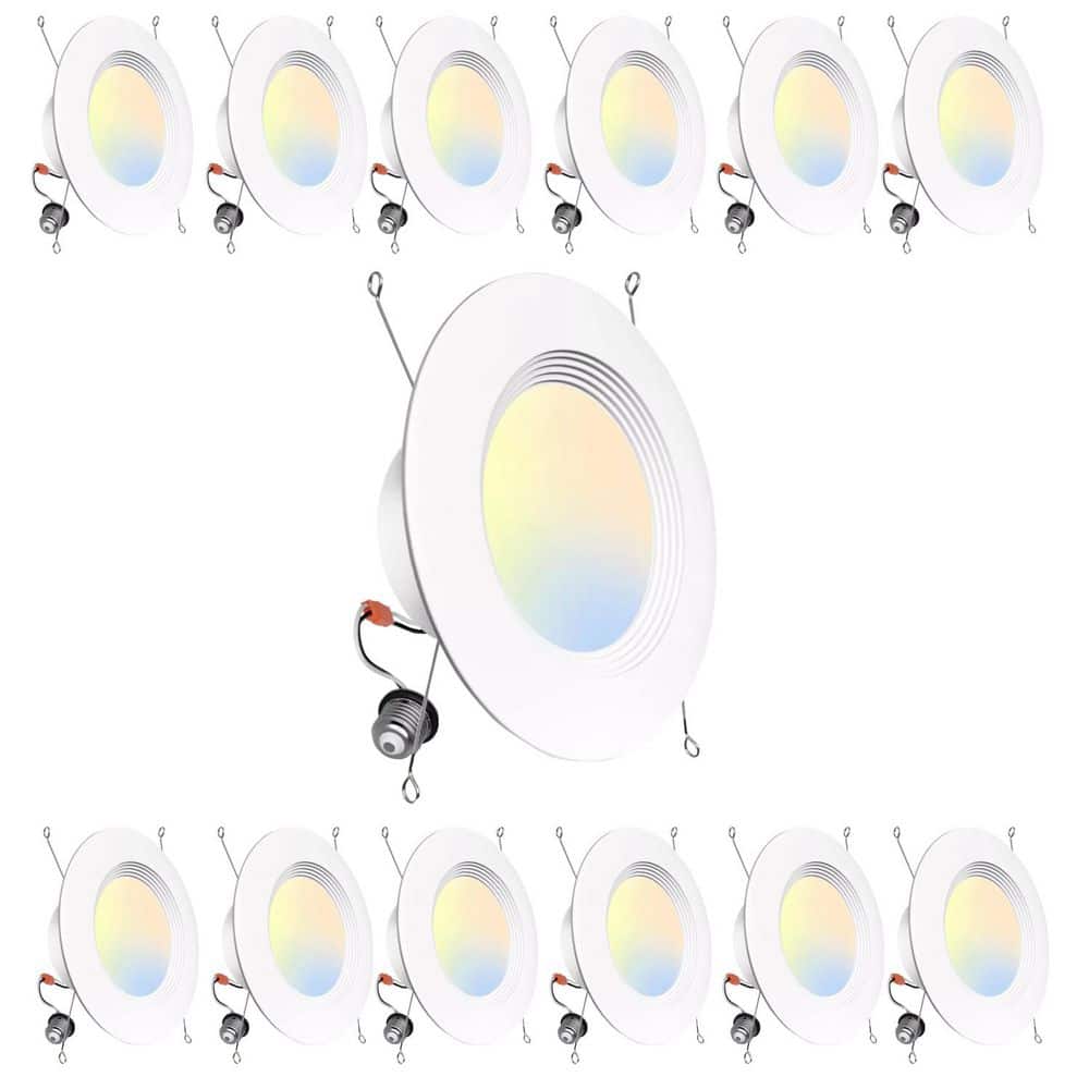 KOAOEIRS 6 in. Adjustable 5CCT Retrofit Recessed Lighting, Dimmable E26 ...