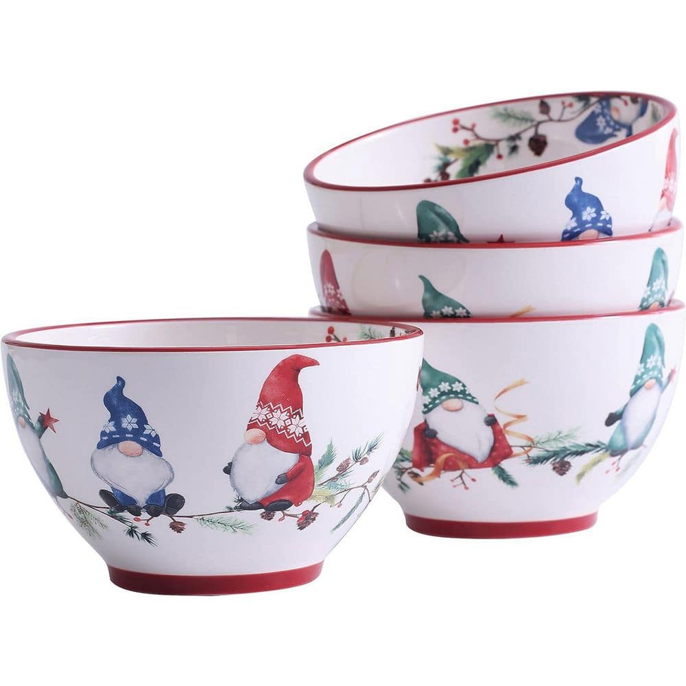 Wudkey 25 fl. oz. Multi-Colored Ceramic Cereal Bowls Christmas Cereal ...