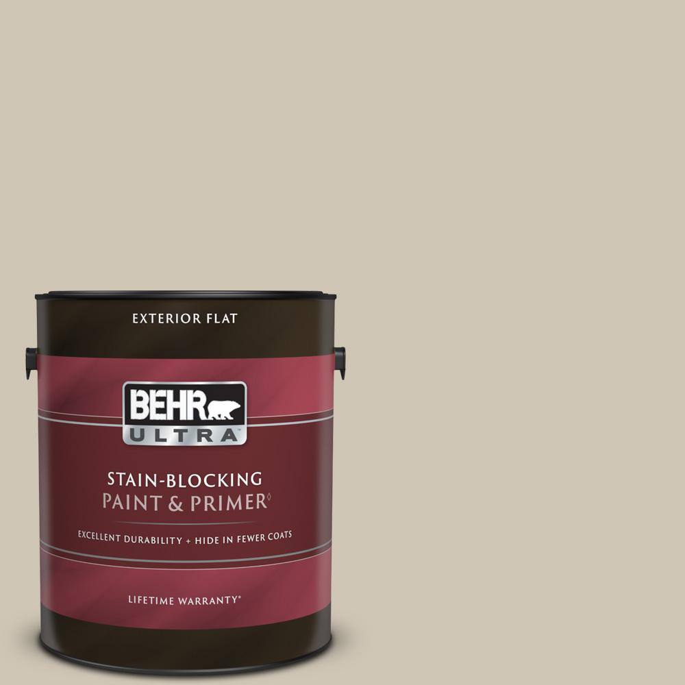 BEHR ULTRA 1 gal. #N310-3 Sandstorm Flat Exterior Paint & Primer 485001 ...